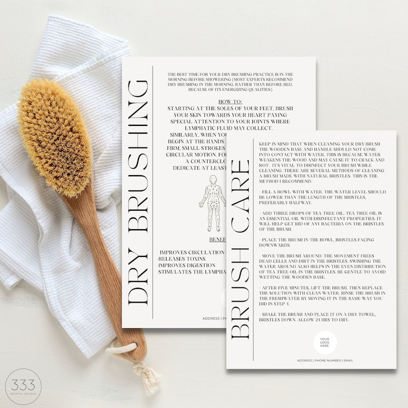 Editable Dry Body Brush Cards, Canva Template, Client Cards, Take Home ...