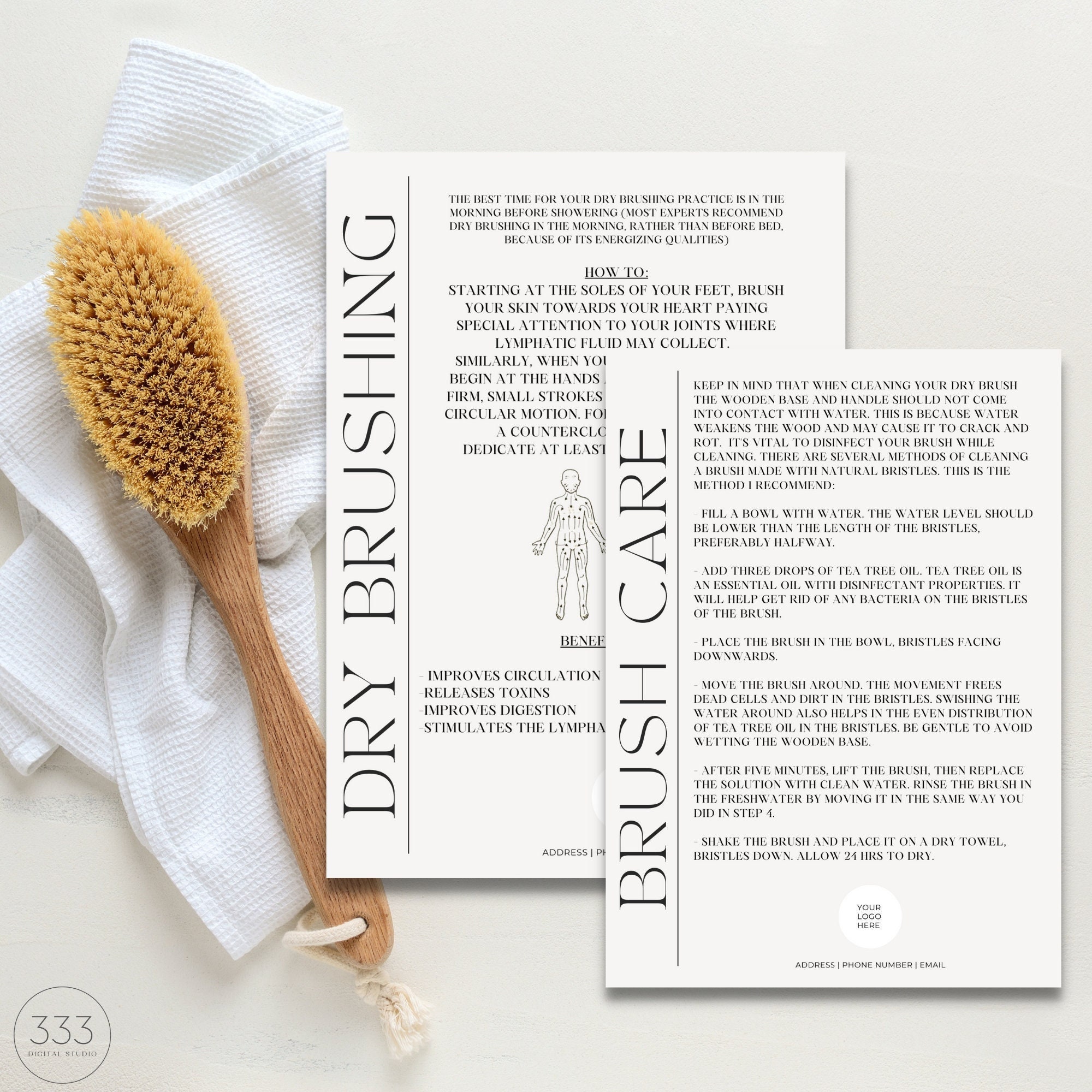 Dry Body Brush Guide Template, Client Aftercare Instructions (canva ...