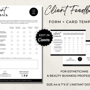 Editable Client Feedback Form Template Esthetician Feedback - Etsy Canada