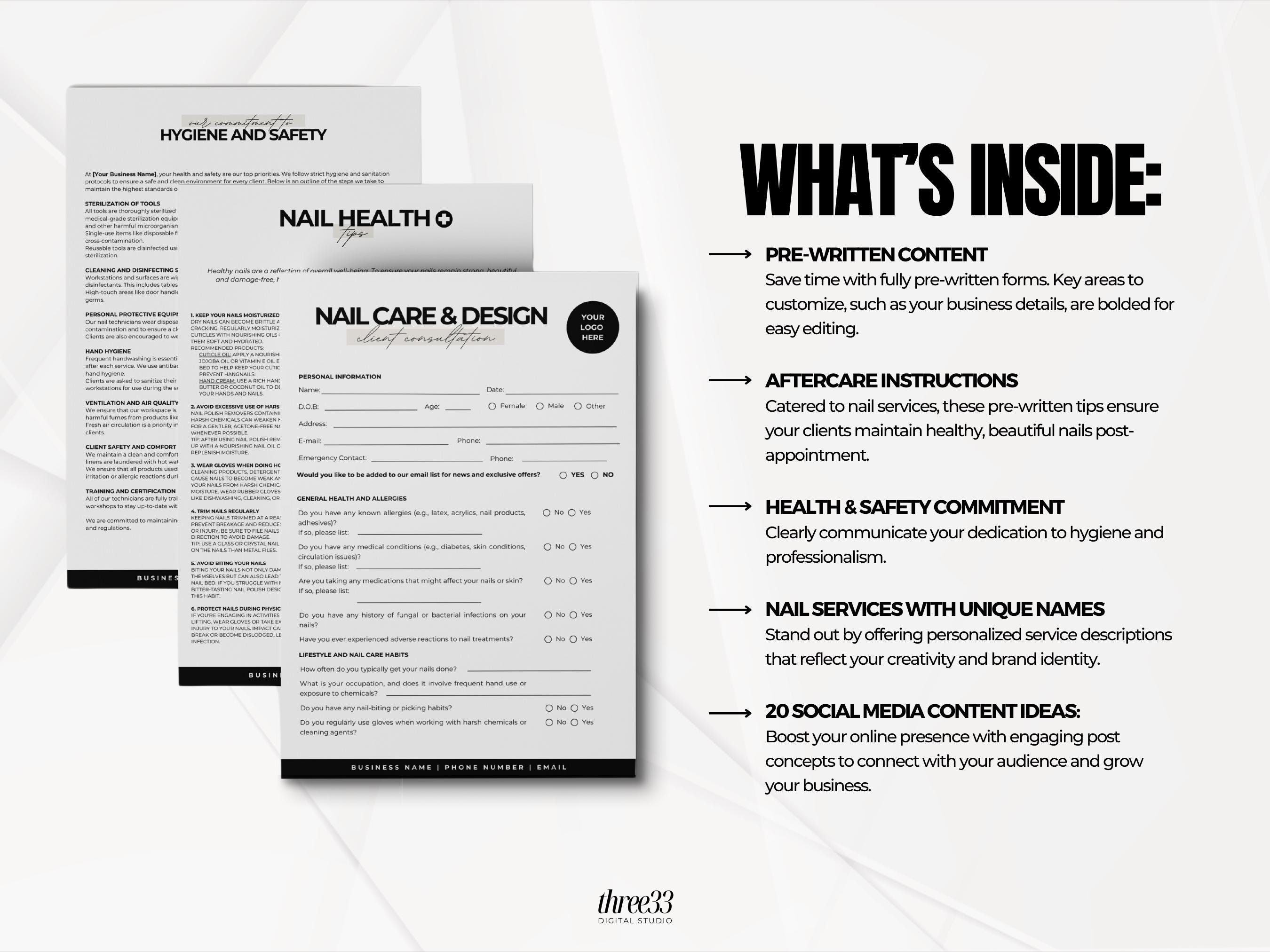 Nail Technician Form, Nail Consent Form Template, Client Intake Forms ...
