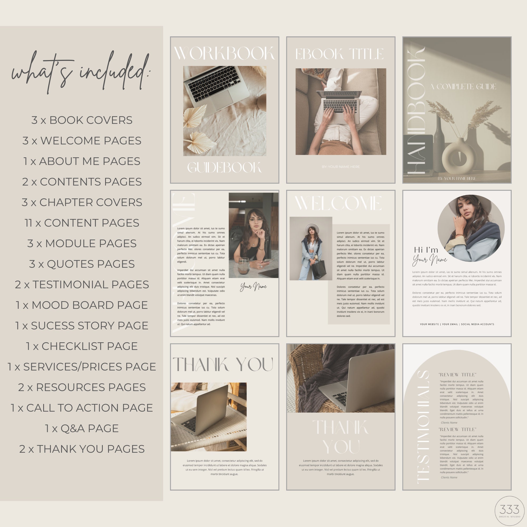 Editable Workbook Template Canva 40 Page Ebook Small - Etsy