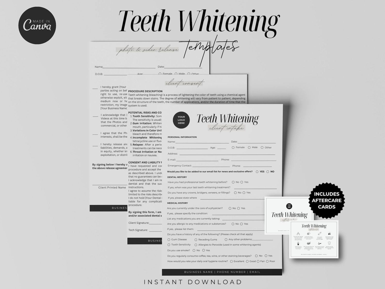 Teeth Whitening Consent Form, Teeth Whitening Client Intake Forms ...