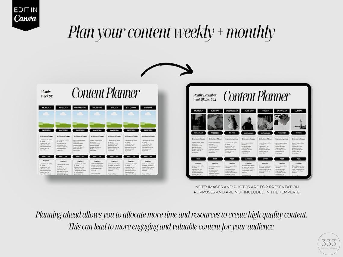Content Planner Template, Social Media Planner, Social Media Content ...