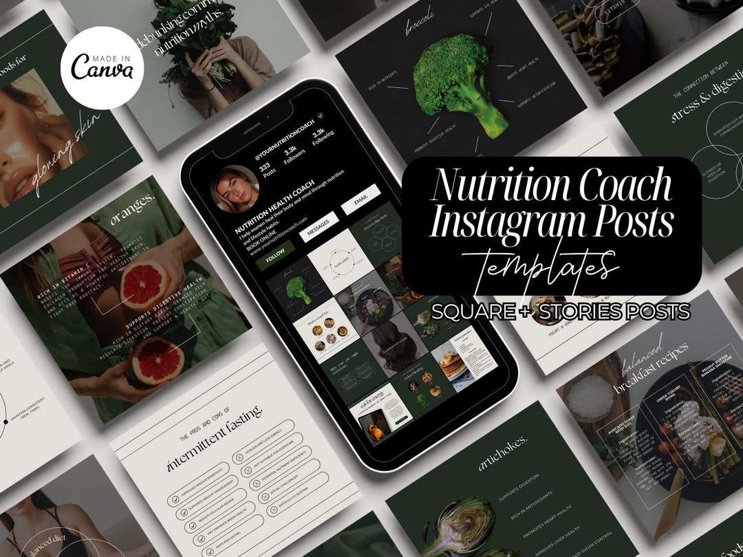 Nutrition Coach Instagram Templates, Wellness Instagram, Health Coach ...