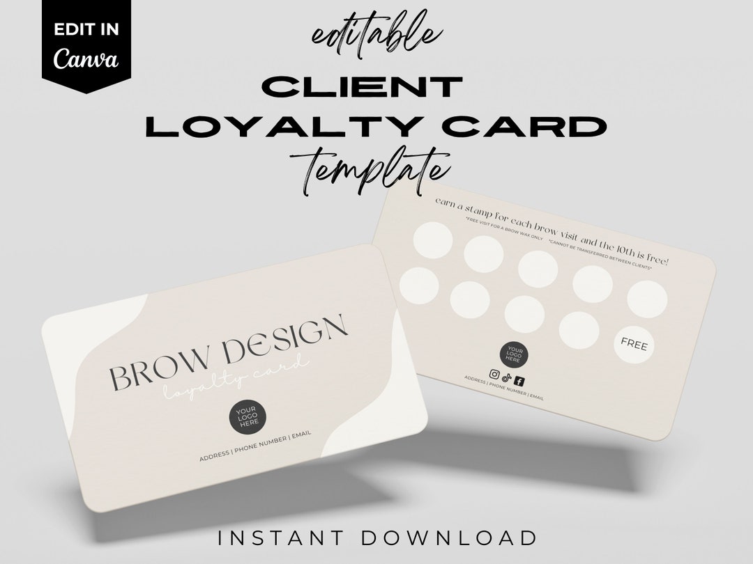 Brow Loyalty Card Template, Editable Canva Business Design (digital ...