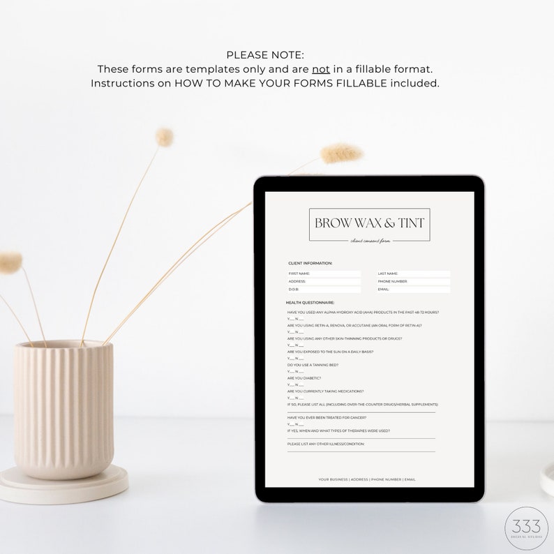 Brow Wax Client Form Waxing Consent Form Esthetician Wax - Etsy