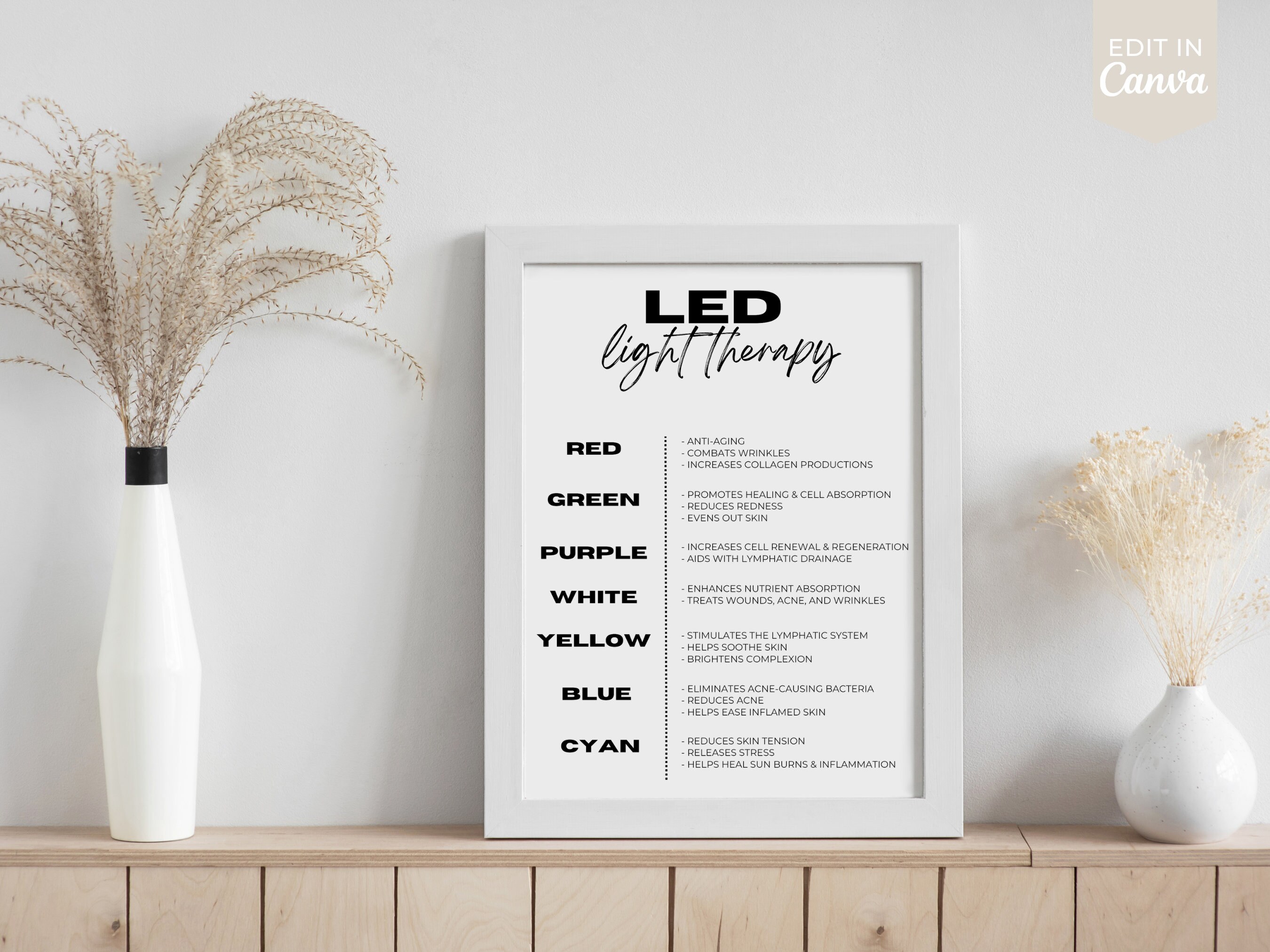 Editable LED Light Therapy Template, Esthetician Template, Client Cards ...