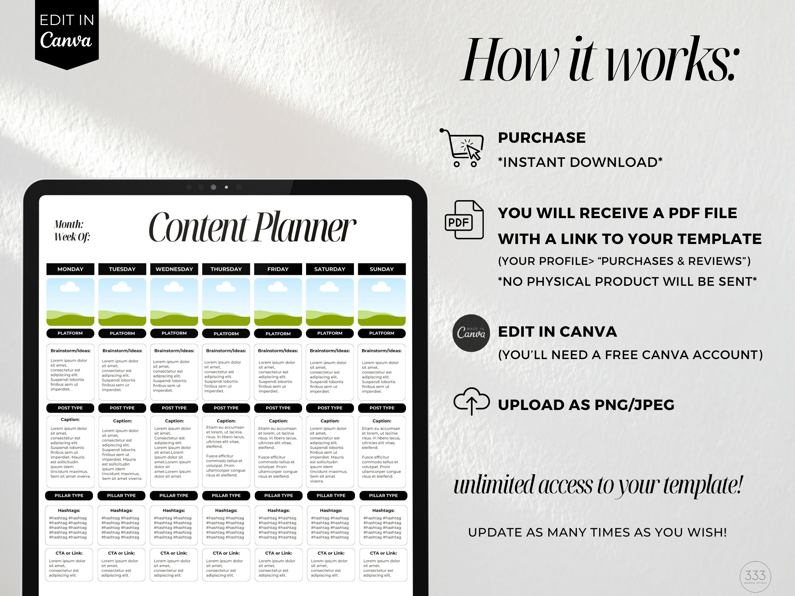 Content Planner Template, Social Media Planner, Social Media Content ...