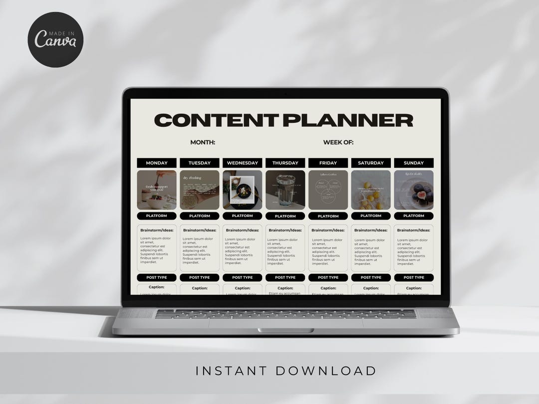 Canva Content Planner, Social Media Planner, Instagram Planner, Social Media Content, Content ...