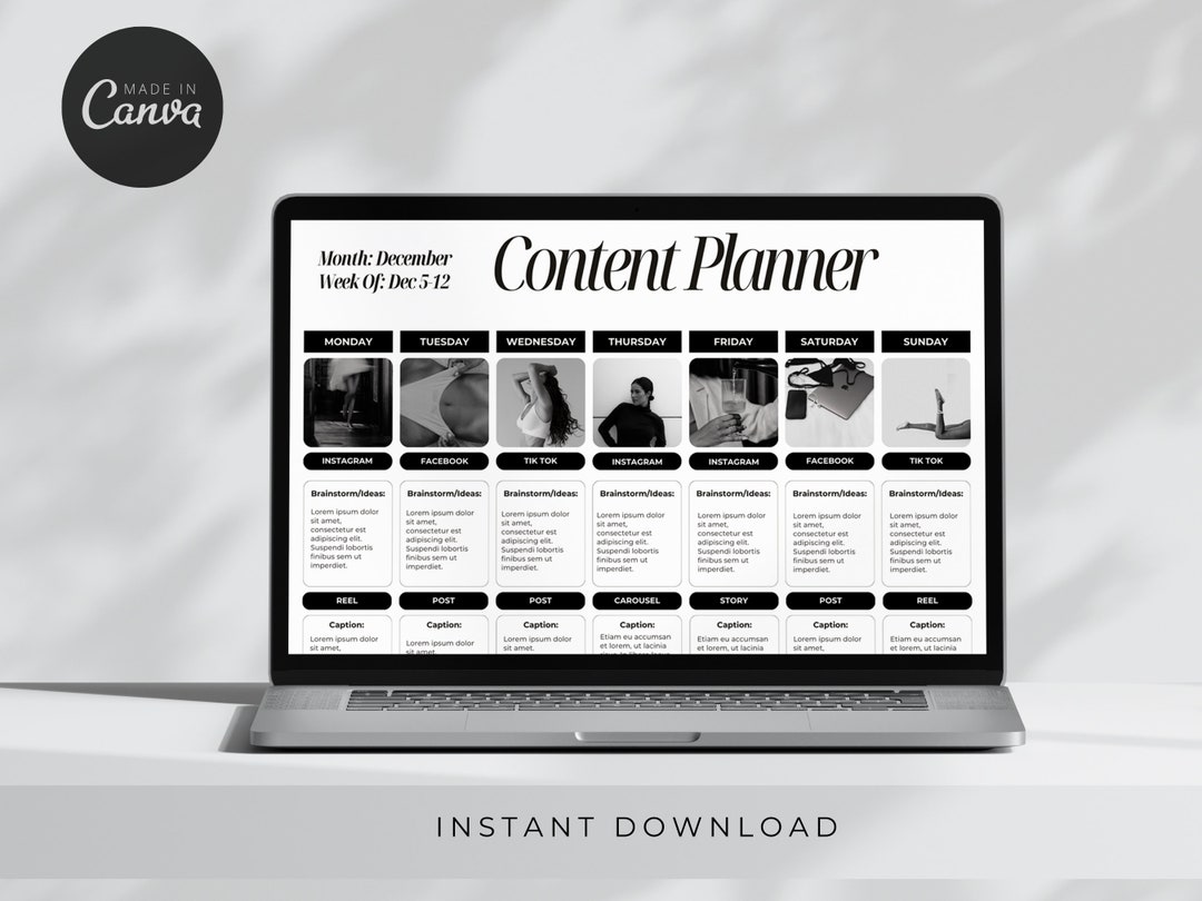 Content Planner Template, Social Media Planner, Social Media Content ...