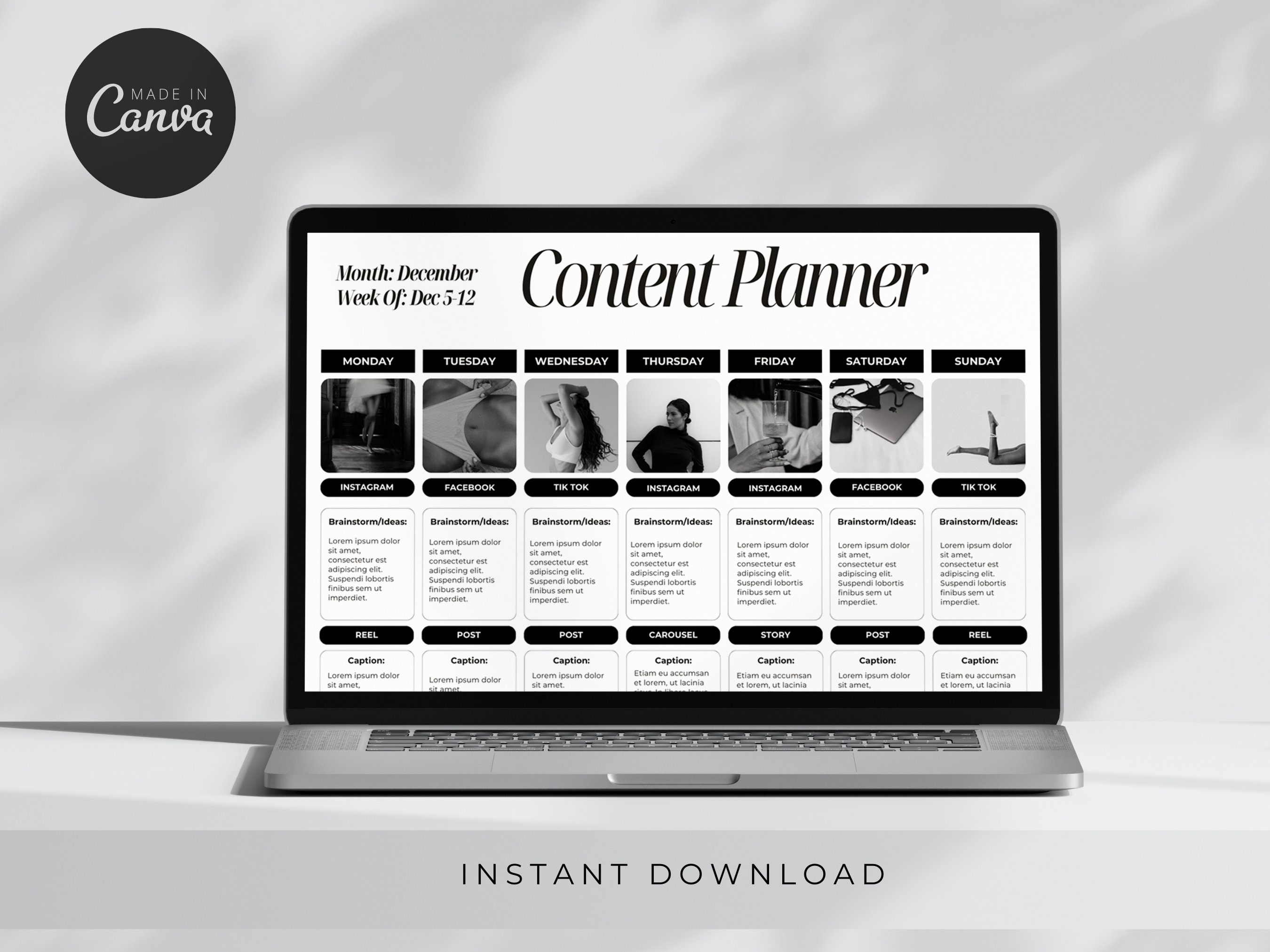 Content Planner Template, Social Media Planner, Social Media Content ...