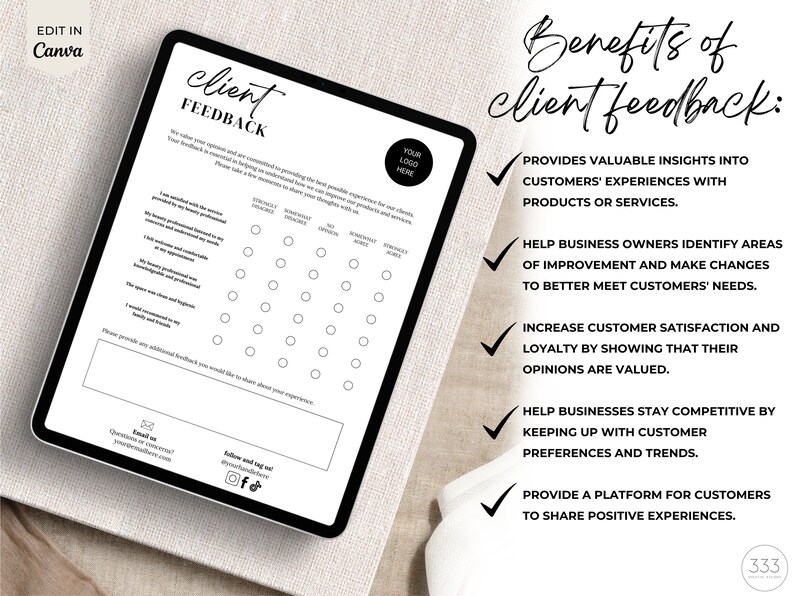 Editable Client Feedback Form Template, Esthetician Feedback Comment ...