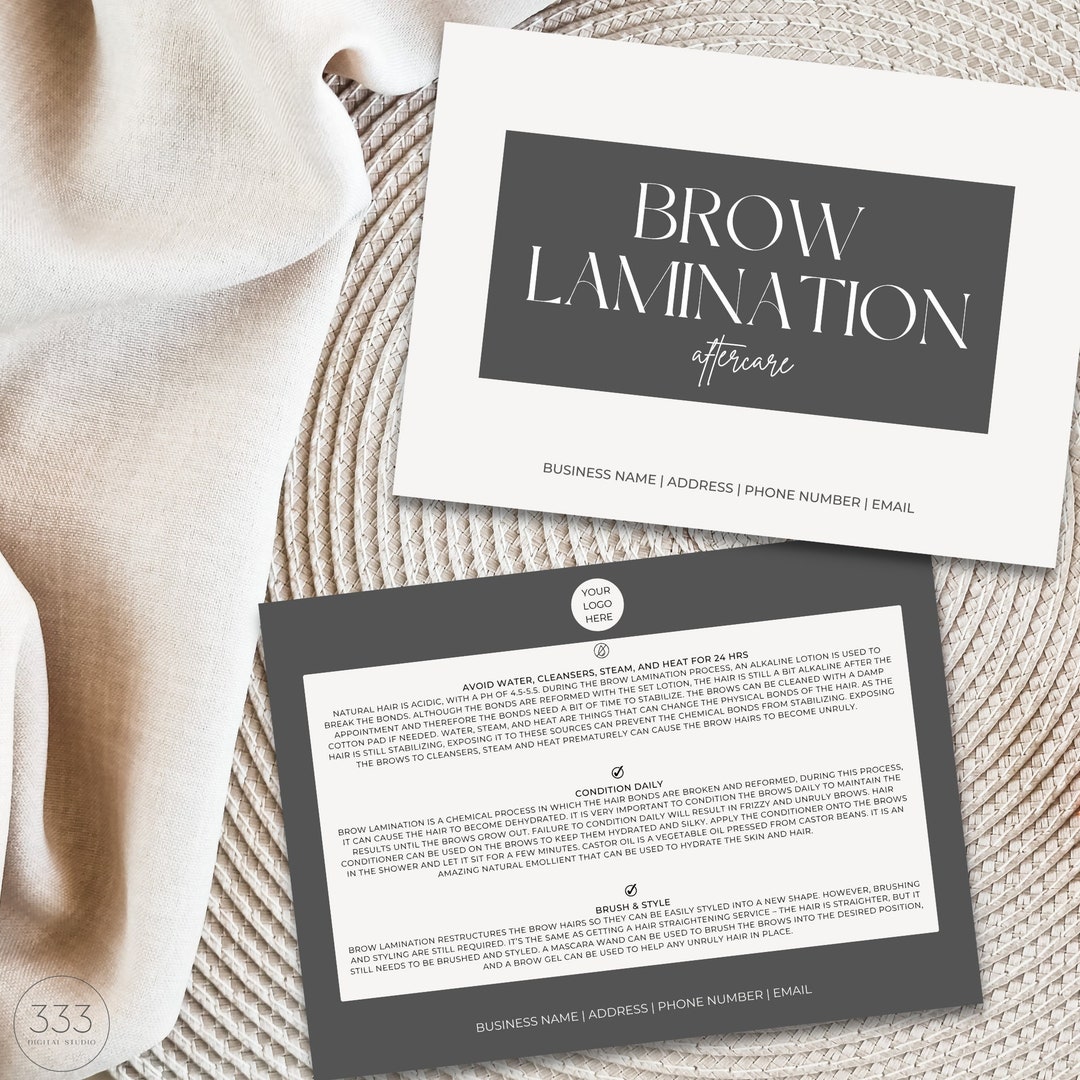 Editable Brow Lamination Cards, Client Aftercare, Edit in Canva, Brow ...