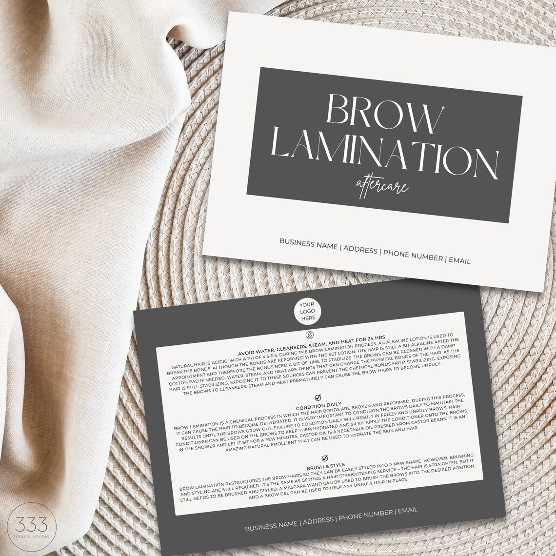 Editable Brow Lamination Cards, Client Aftercare, Edit in Canva, Brow ...