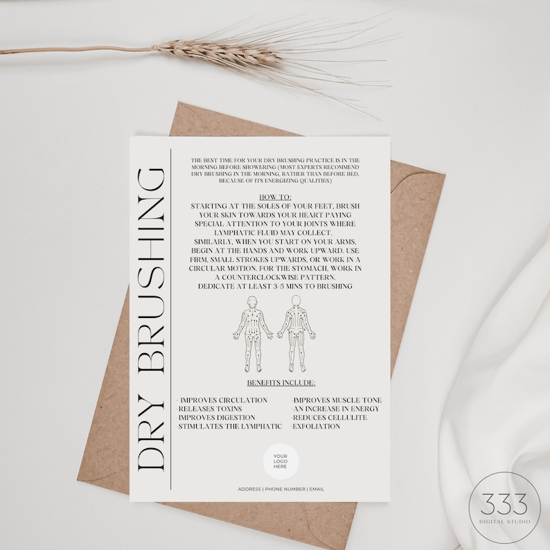 Editable Dry Body Brush Cards, Canva Template, Client Cards, Take Home ...