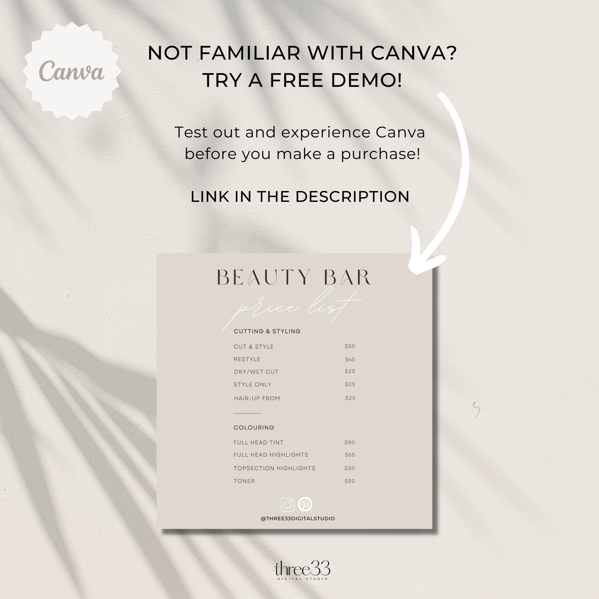 Salon Price List Template, Service Menu, Beauty Business (canva ...