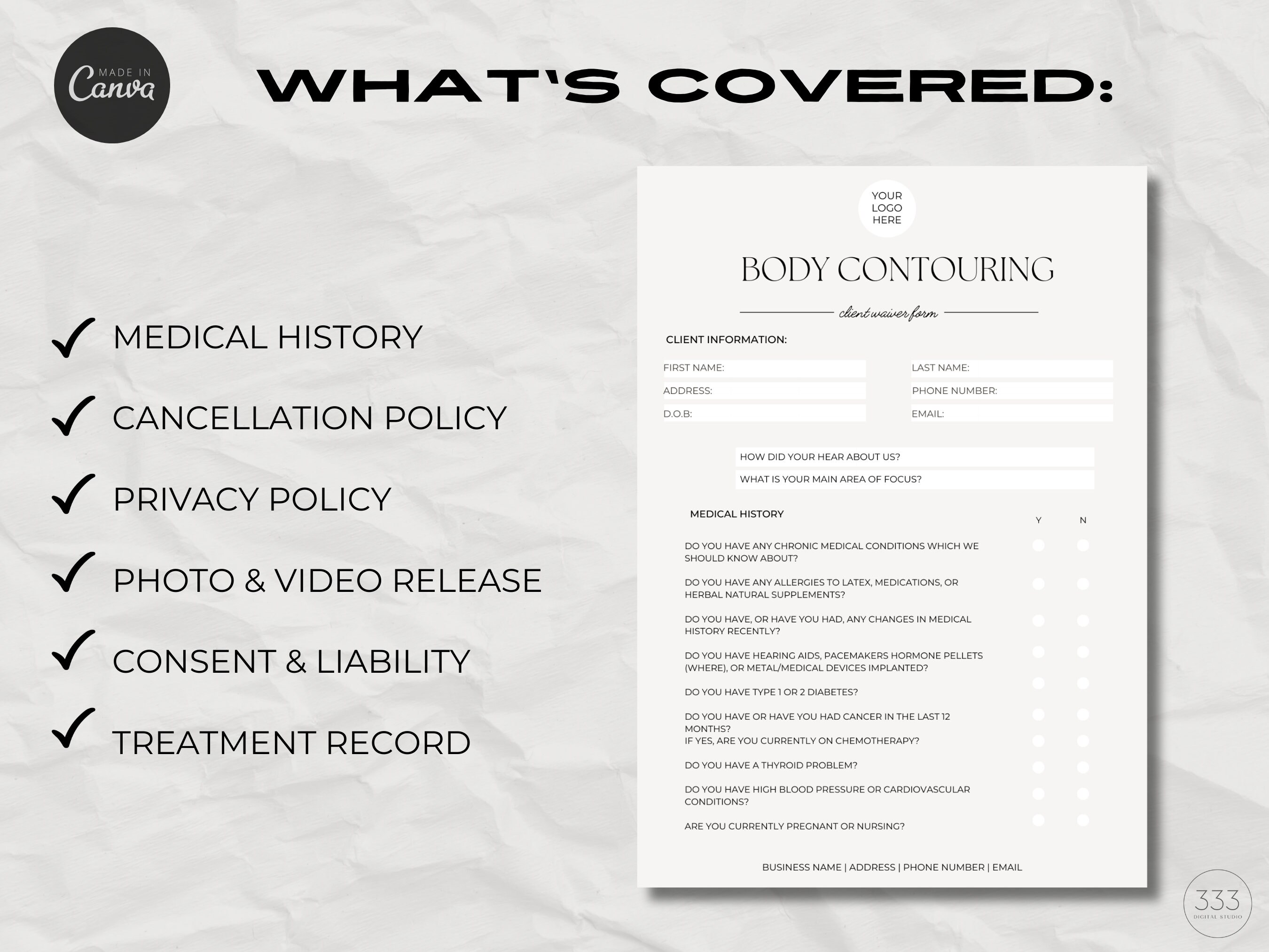 Body Sculpting Intake Forms, Body Contouring Forms, Editable Body ...