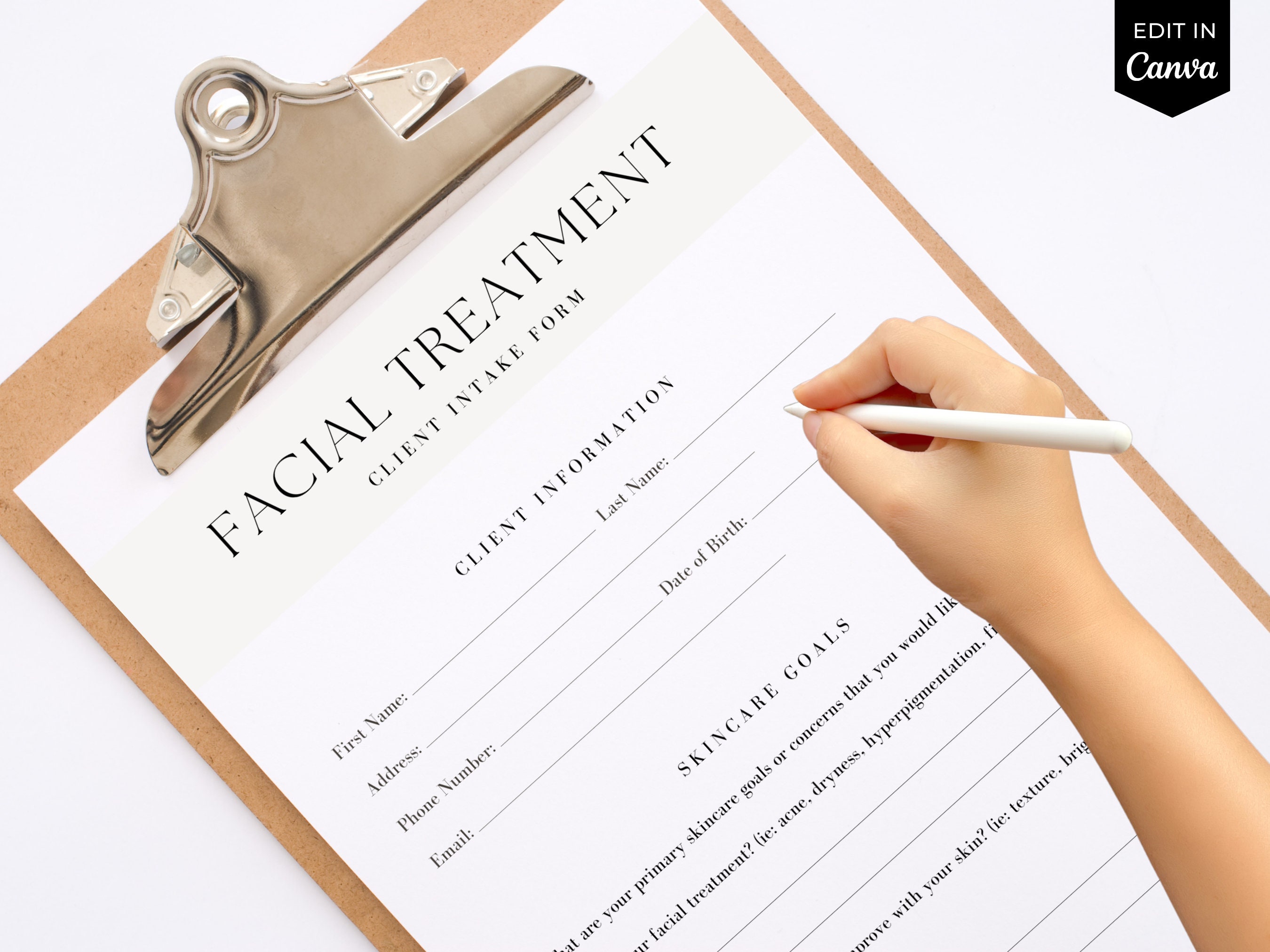 Facial Treatment Forms, Editable Esthetician Templates, Skincare ...