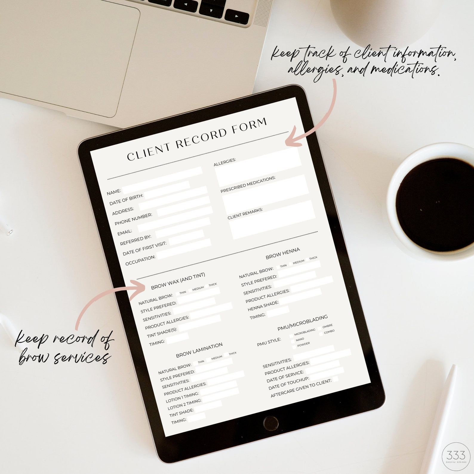 Fillable Client Record Form 1 Page Fillable PDF Client - Etsy Canada