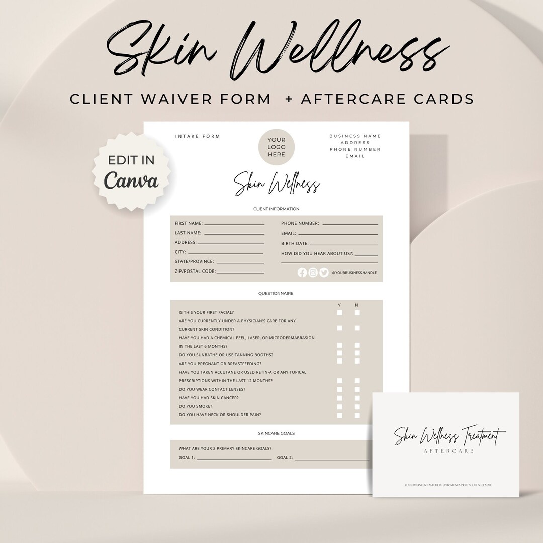 Editable Skin Analysis Form Facial Treatment Forms Client - Etsy Australia