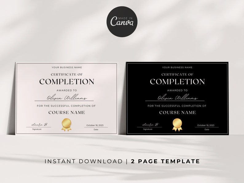 Editable Training Certificate Template, Certificate of Completion ...