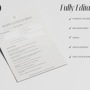 Body Sculpting Intake Forms, Body Contouring Forms, Editable Body ...