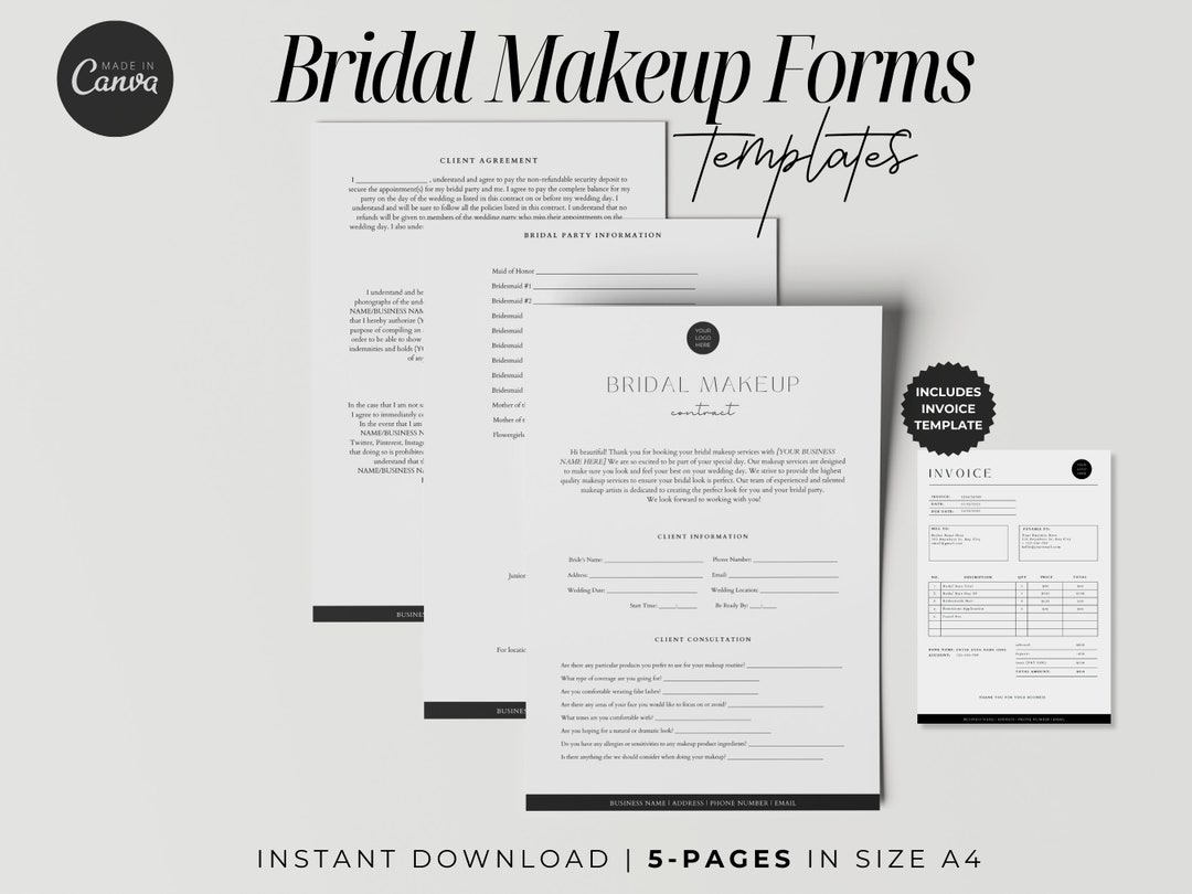 Bridal Makeup Contract Template, Makeup Artist Contract, MUA Client ...