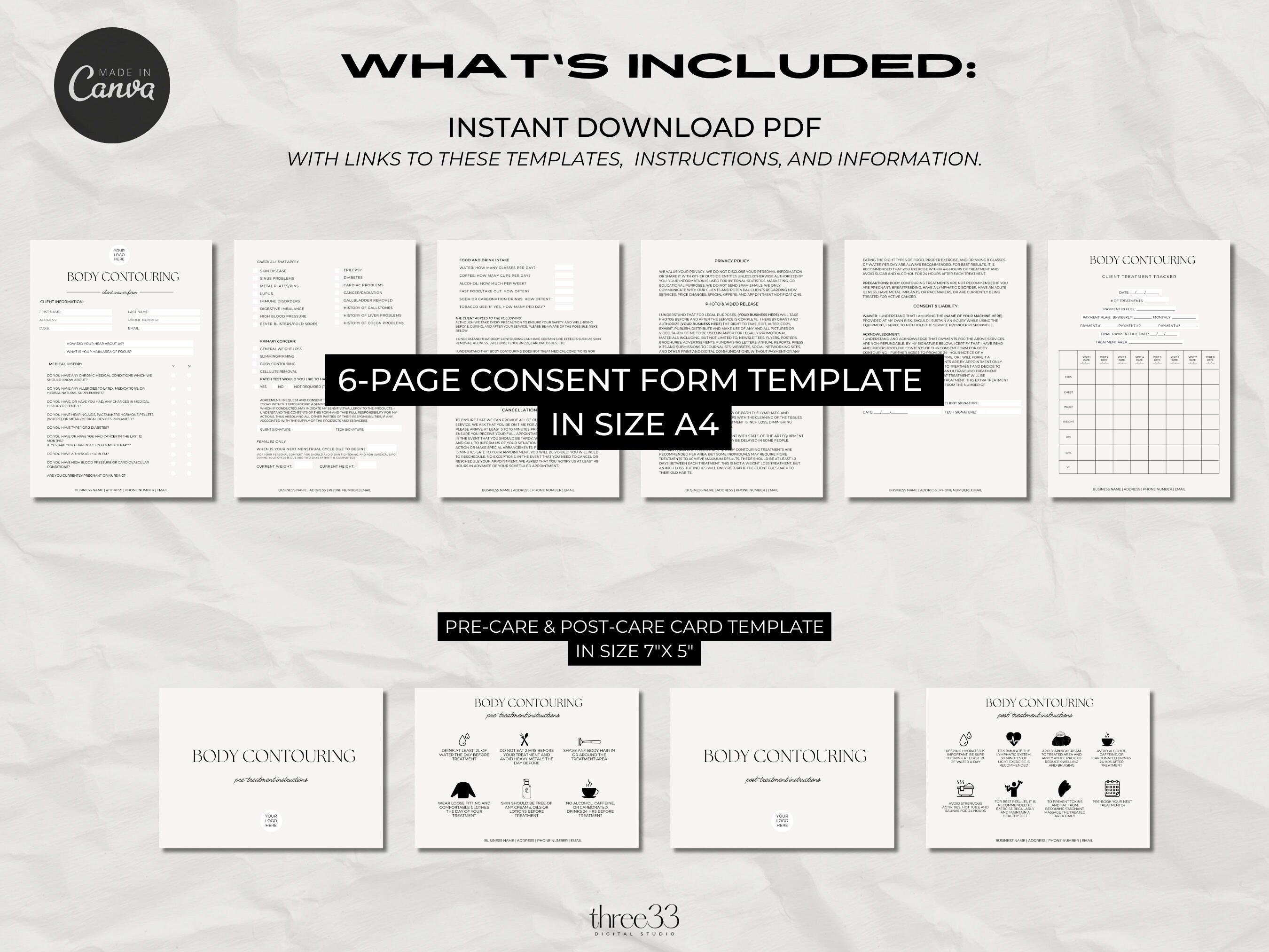 Body Sculpting Intake Forms, Body Contouring Forms, Editable Body ...