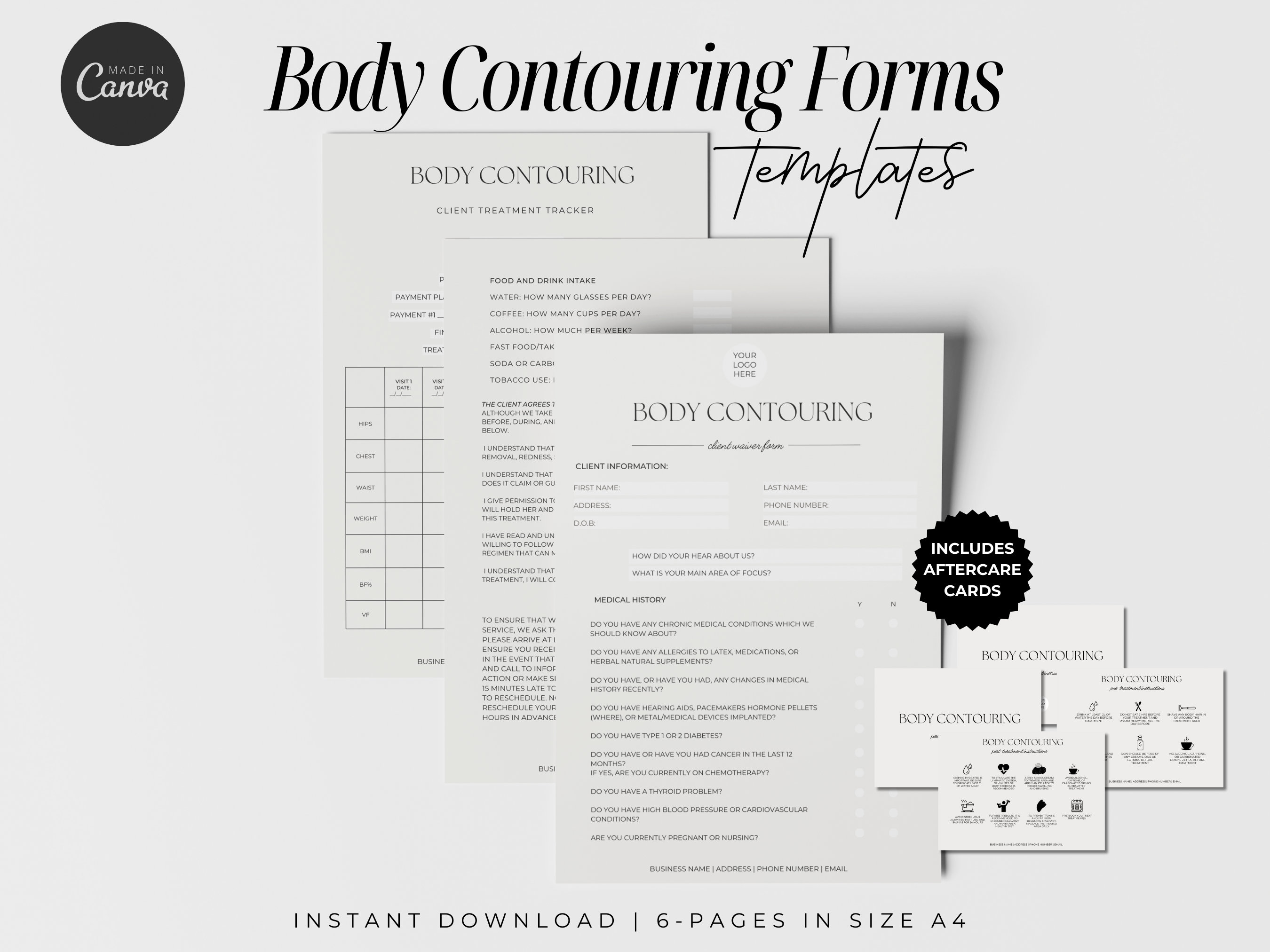 Body Sculpting Intake Forms, Body Contouring Forms, Editable Body ...