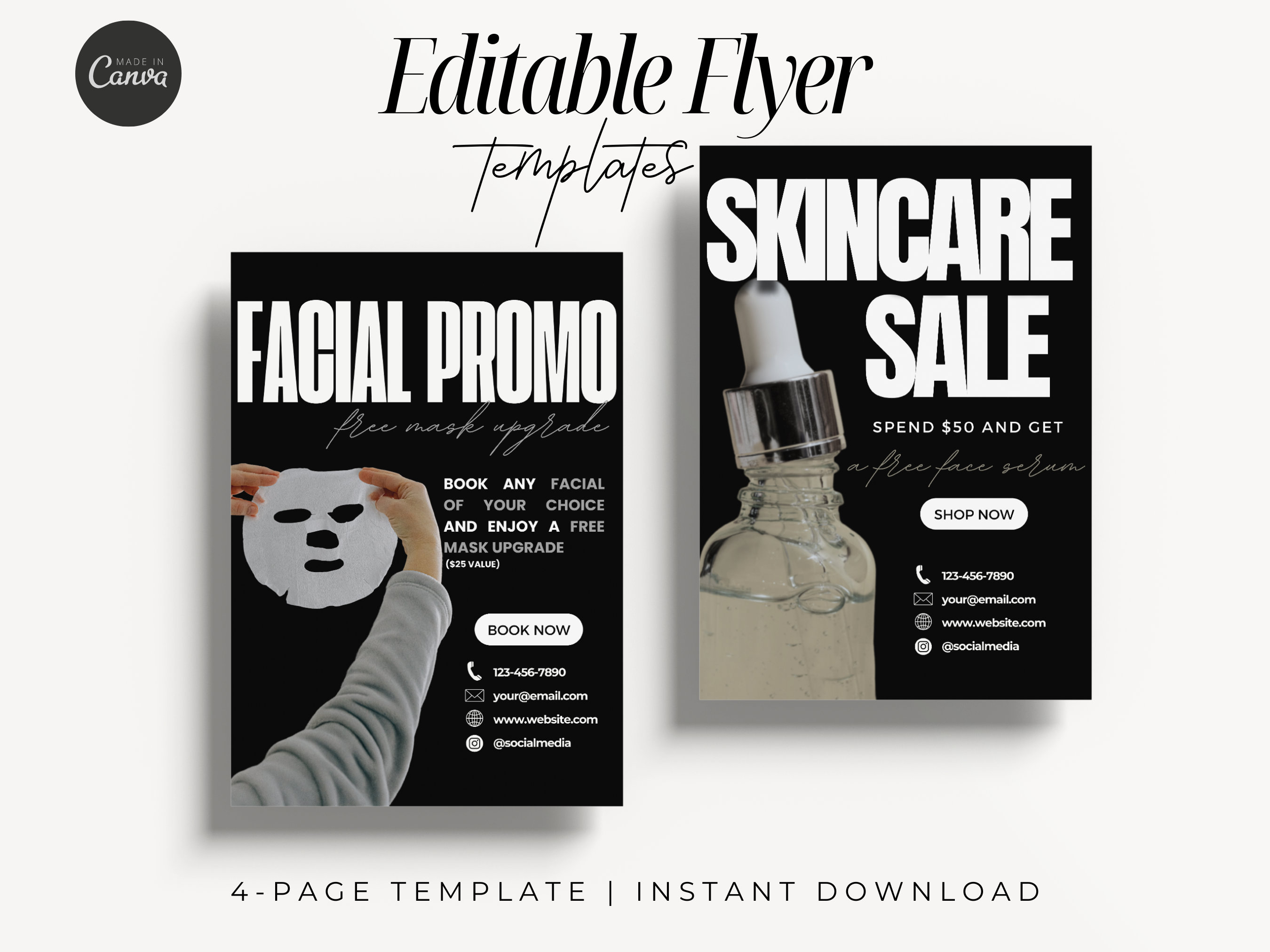 Facial Specials Flyer, Esthetician Flyer Template, Book Now Flyer ...