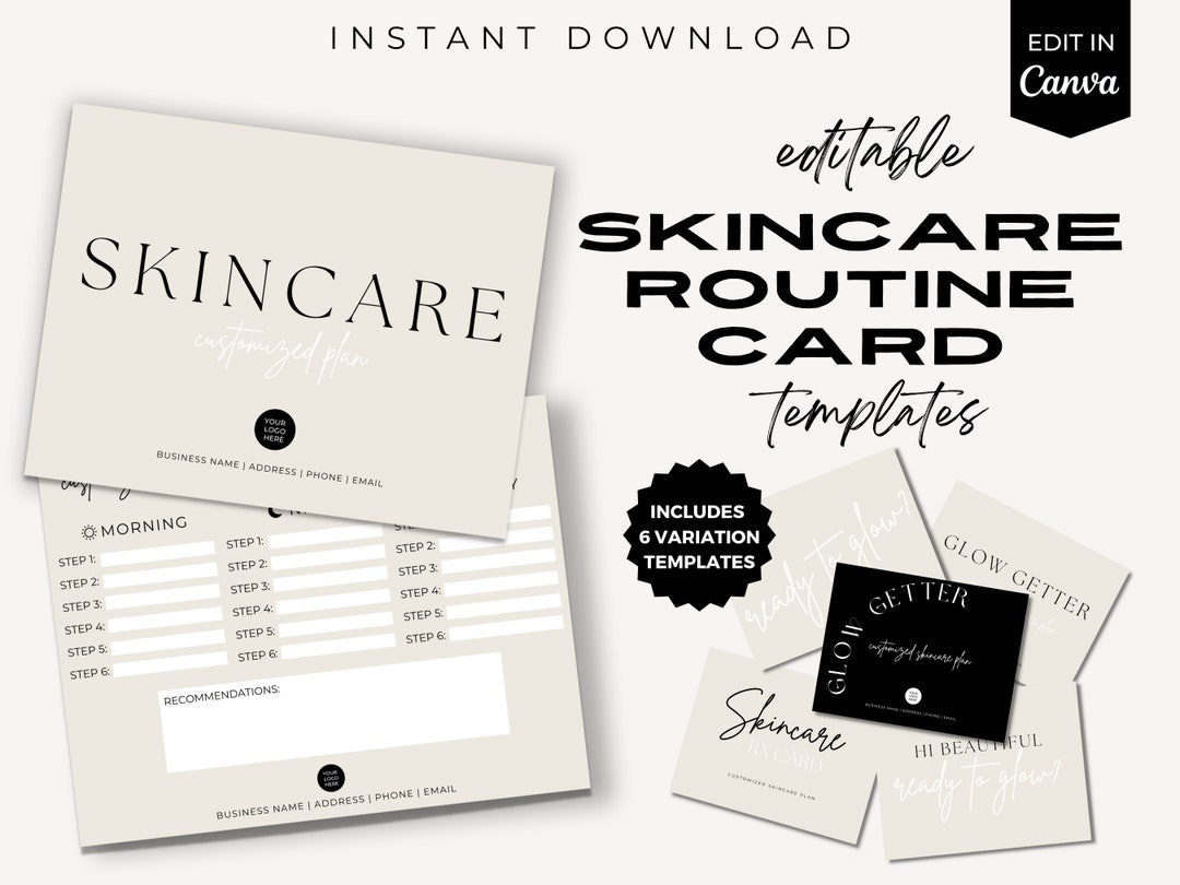 Skincare Routine Cards Editable Esthetician Templates Facial - Etsy