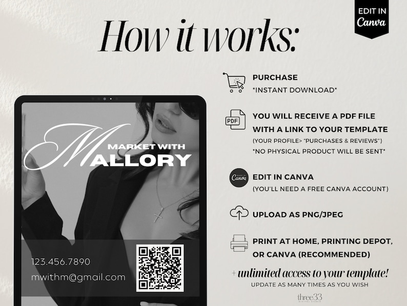 Instagram Business Card Template, QR Code, Canva (digital Download) - Etsy