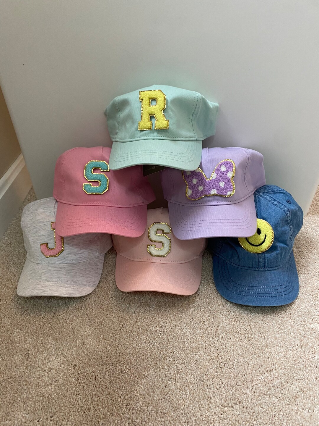 Baby, Toddler, and Kids/adult Custom Letter Patch Hats - Etsy