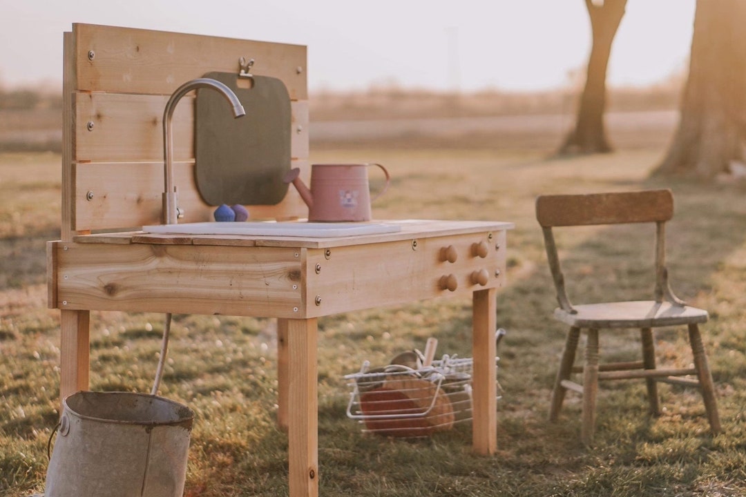Handcrafted Cedar Mud Kitchen & Water Table: Outdoor Sensory Play - Etsy