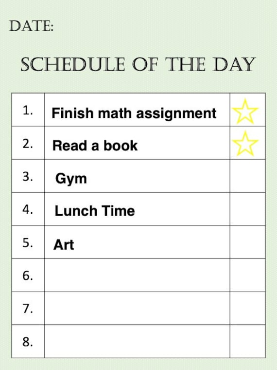 Visual Schedules Written Visual Schedules In The General Education