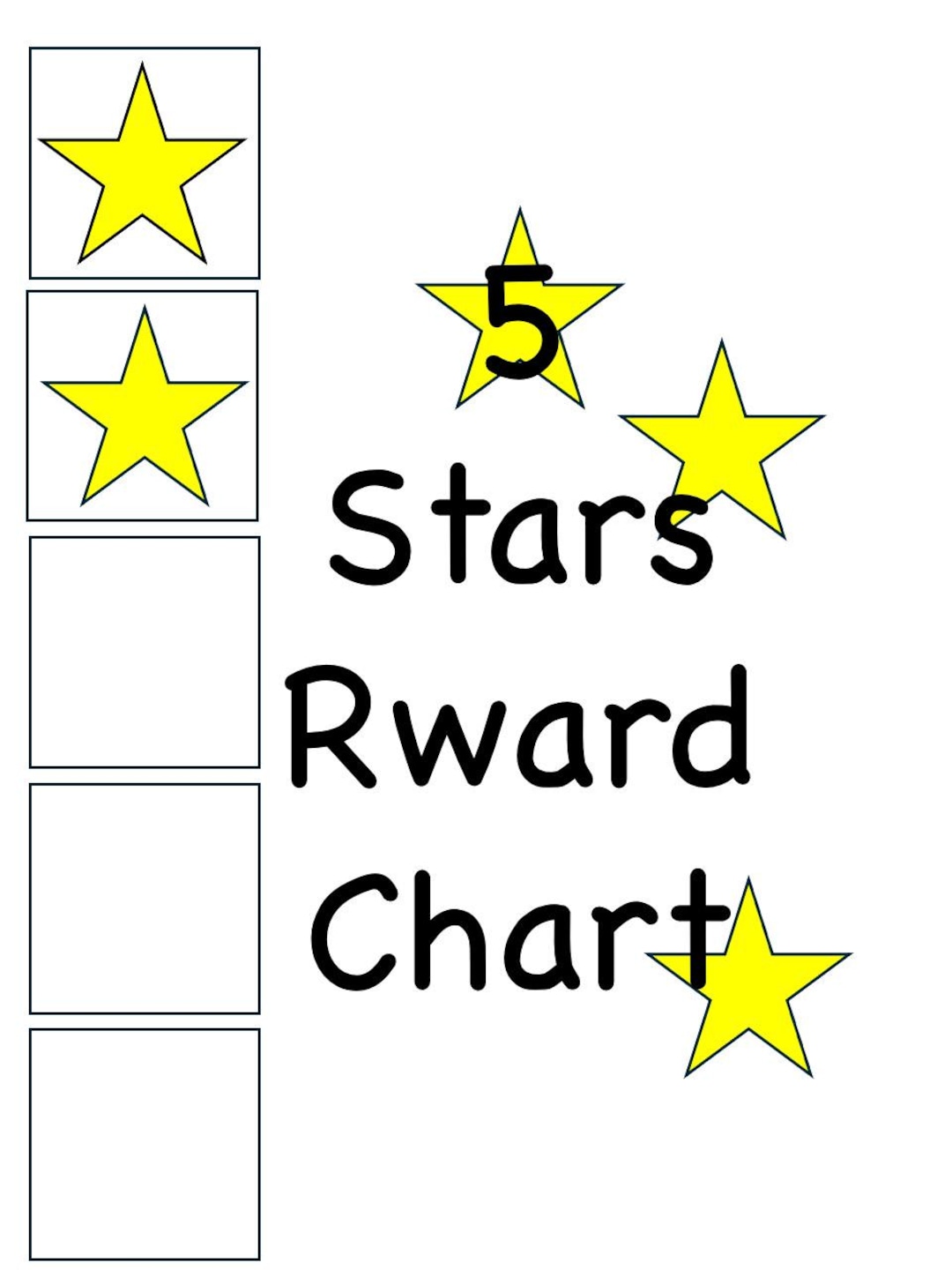 5 Star Reward Chart - Etsy