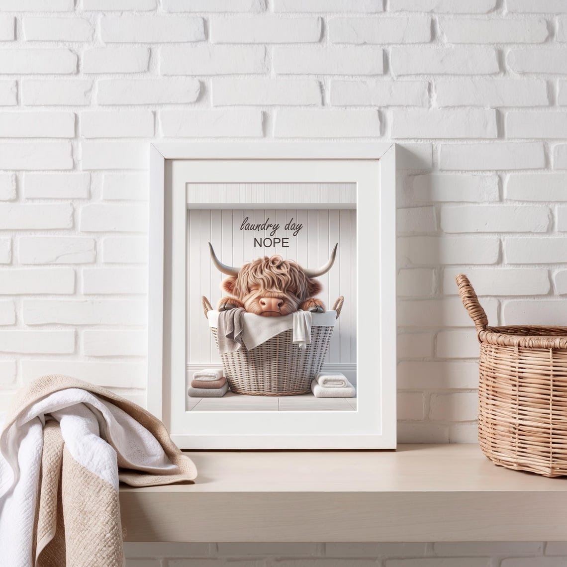 Highland Cow Laundry Room Print: Funny Animal Wall Art Unframed Print ...