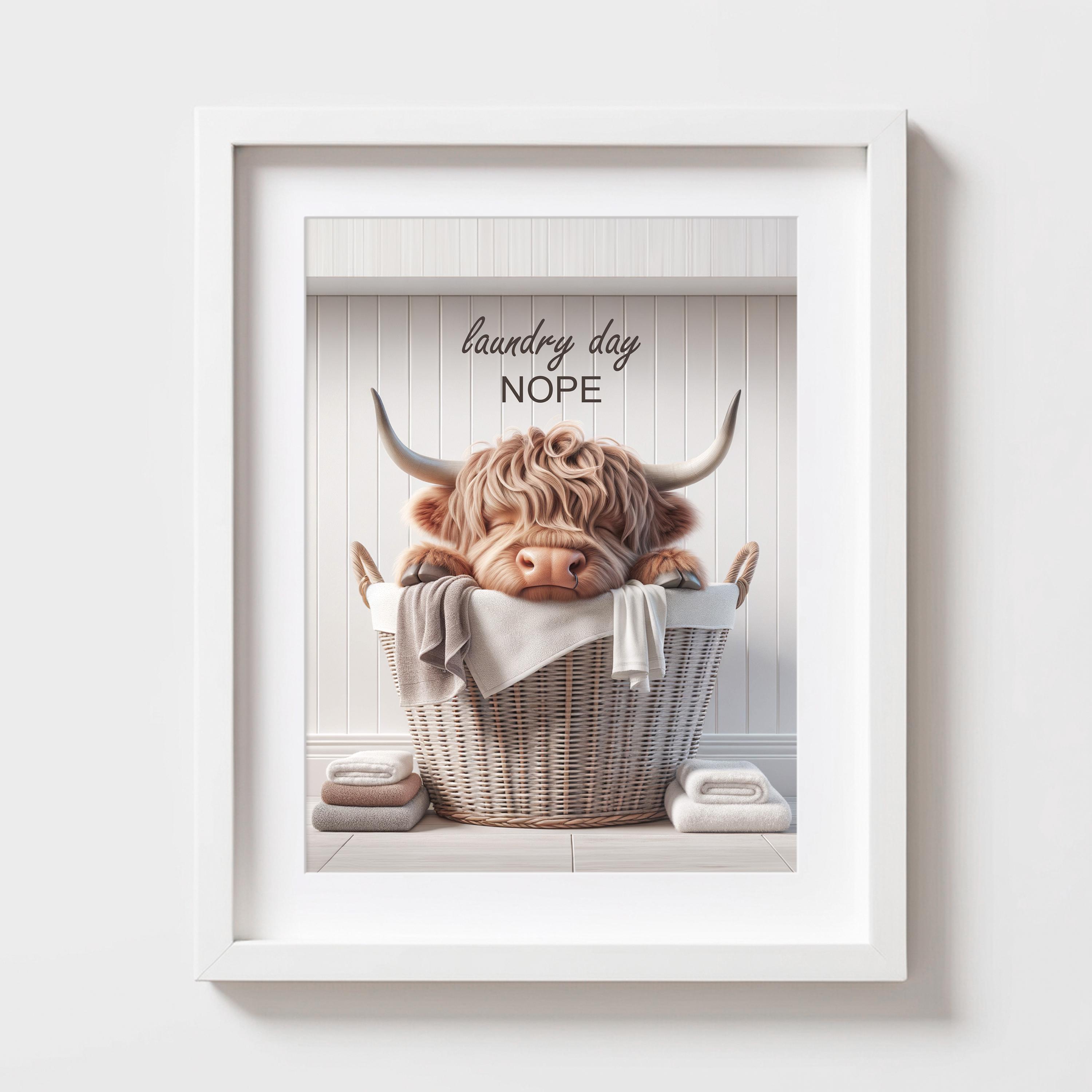 Highland Cow Laundry Room Print: Funny Animal Wall Art Unframed Print ...