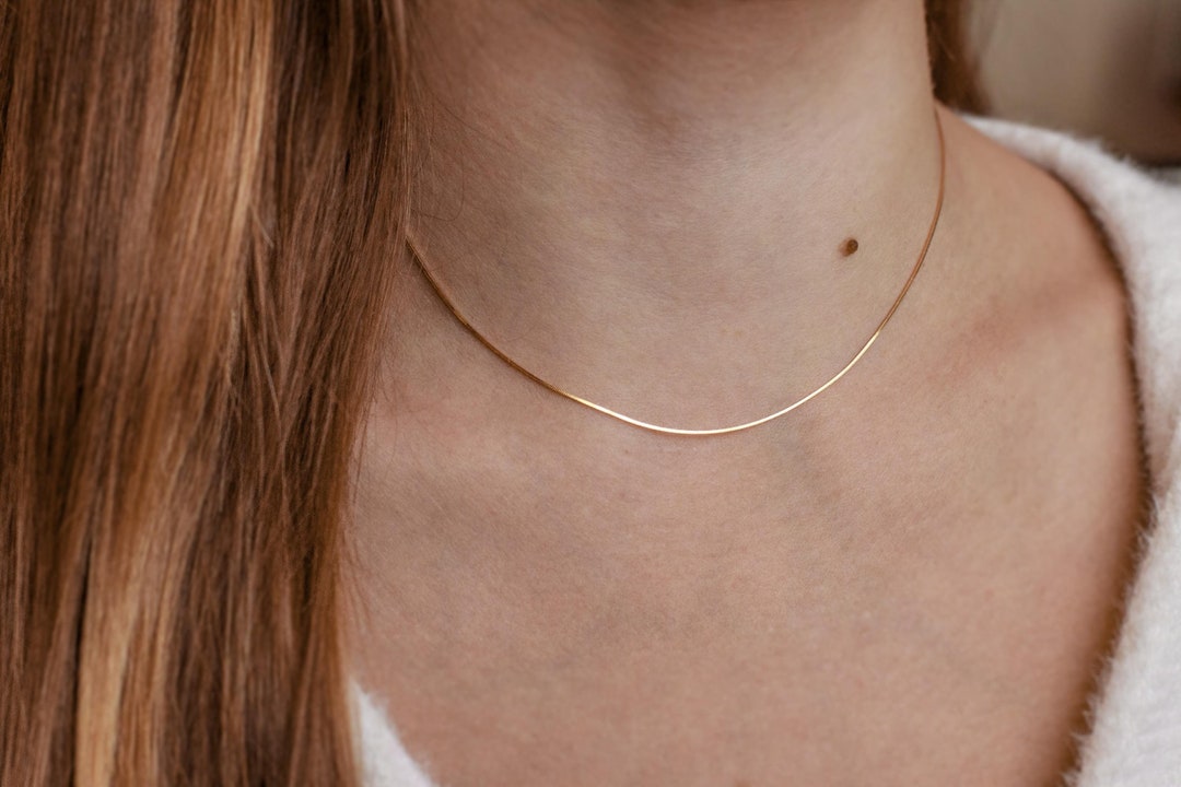 Gold Snake Chain | Simple Snake Chain | Dainty 17.5 Inch Snake Chain ...