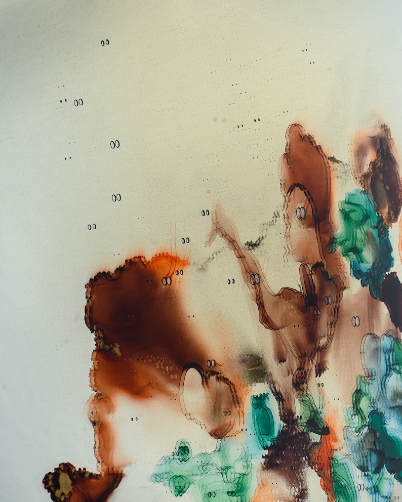 Round Mirror Art, Aesthetic Wall Home Decor Mirror, Original Painting ...