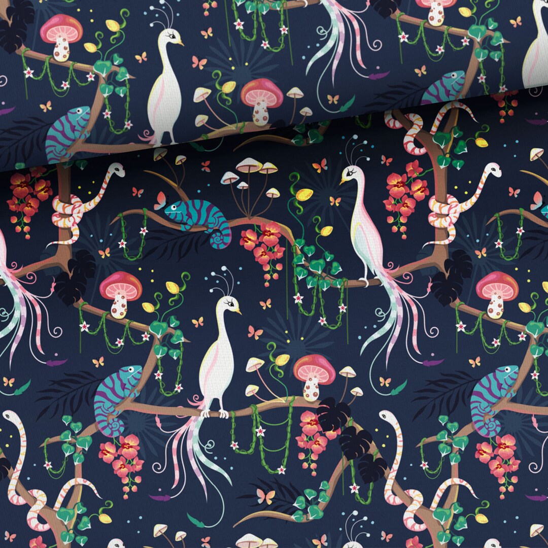 Premium Cotton Enchanted Forest Fabrics Magical Animals in - Etsy
