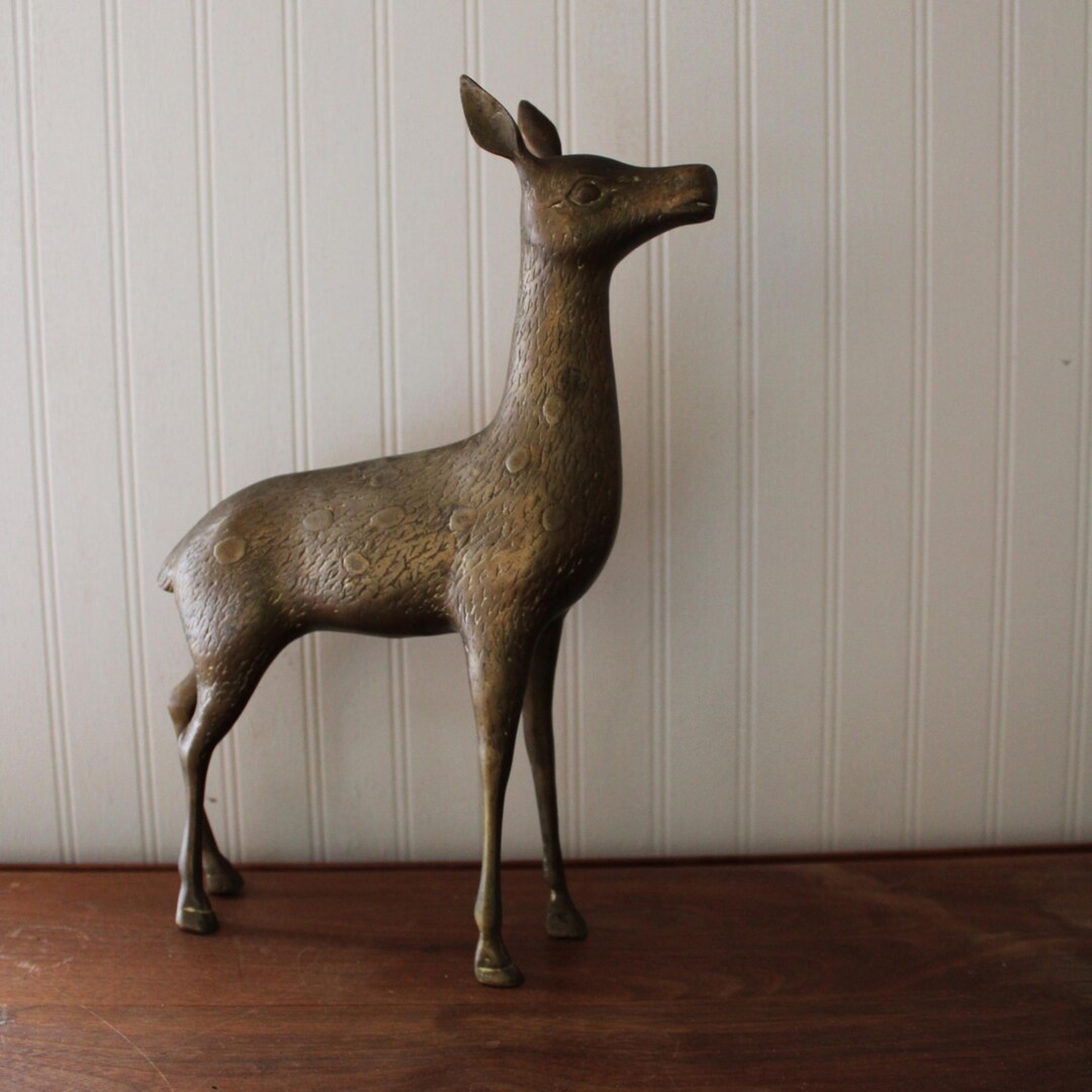 Beautiful Large Brass Vintage Deer Statue, Brass Animal Figure. - Etsy