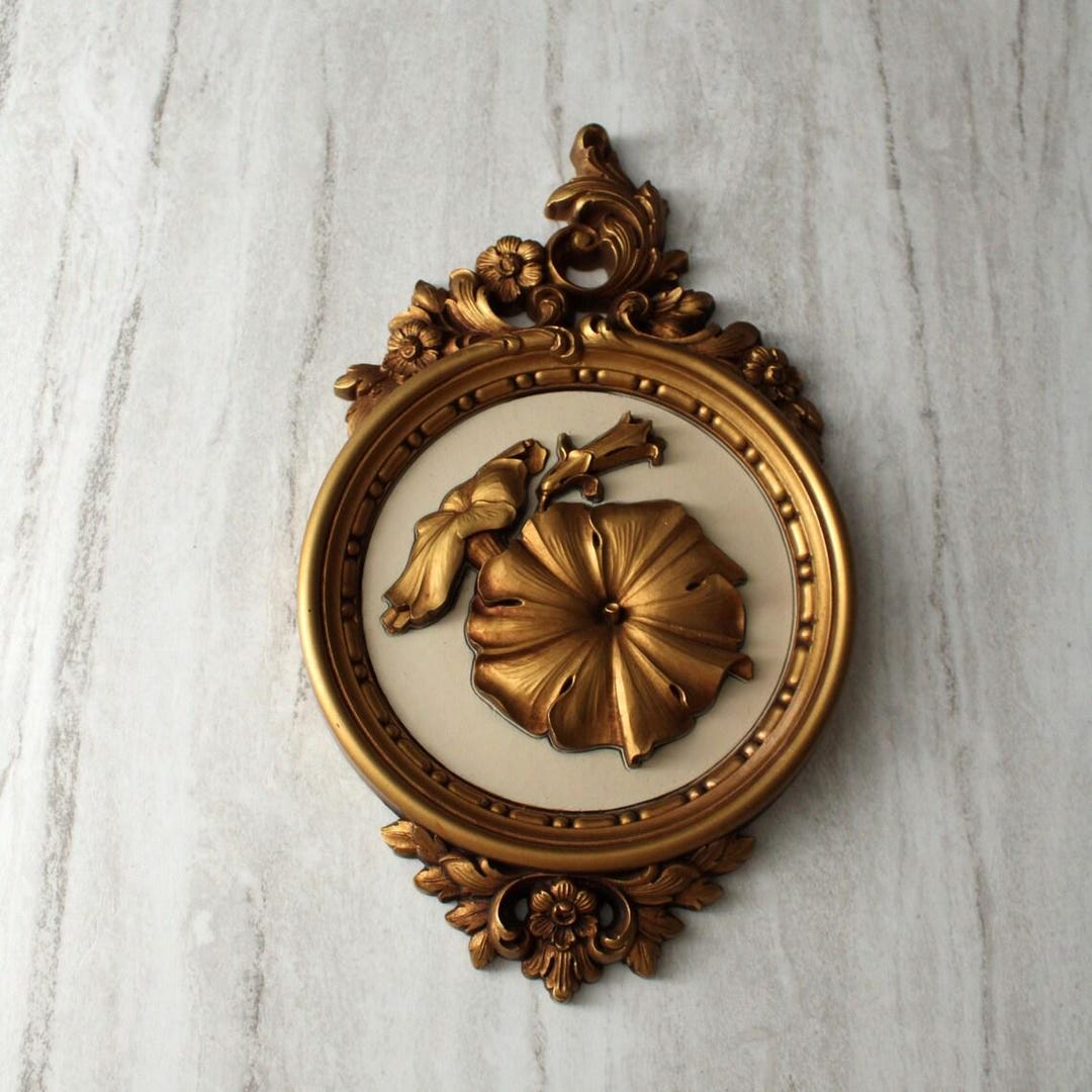 Vintage MCM Hollywood Regency Flower Wall Hanging, Filigree, Gold. - Etsy