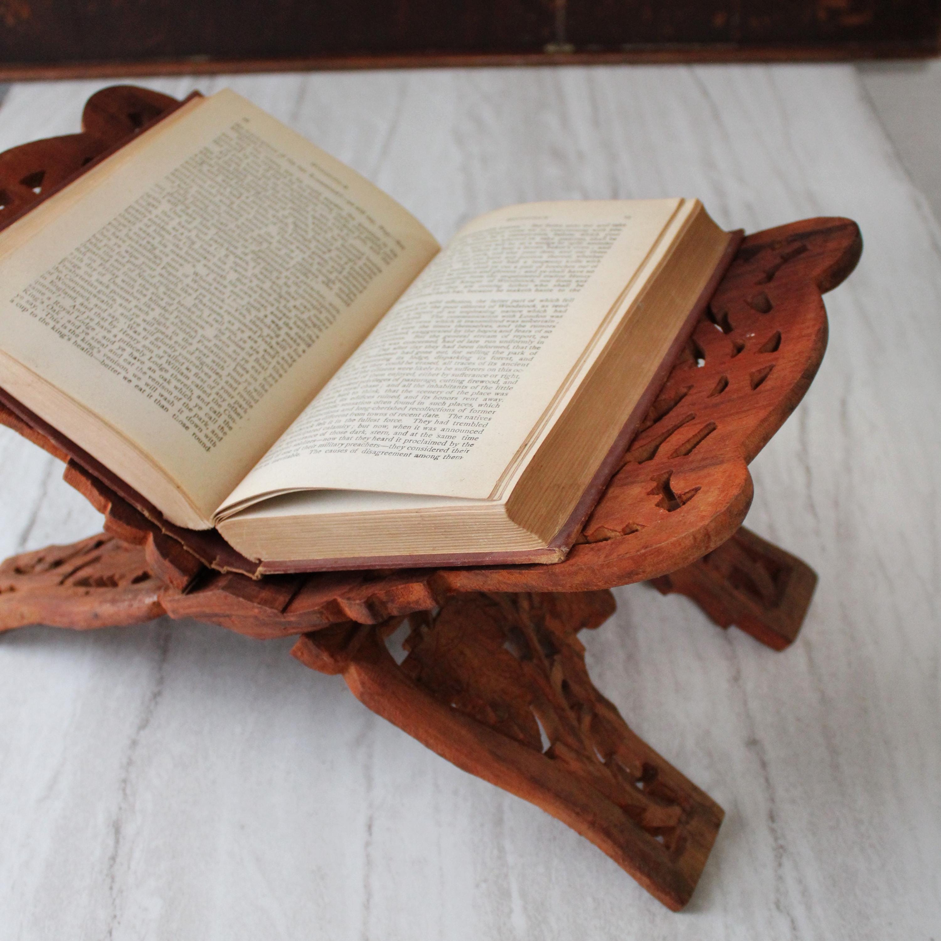 Large Vintage Carved Wood Book Stand, Cookbook Stand, Functional Decor ...
