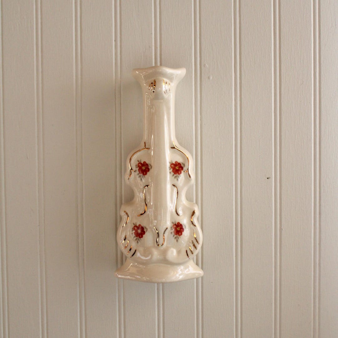 Vintage Ceramic Violin/cello Wall Pocket Vase, Hand Painted. - Etsy