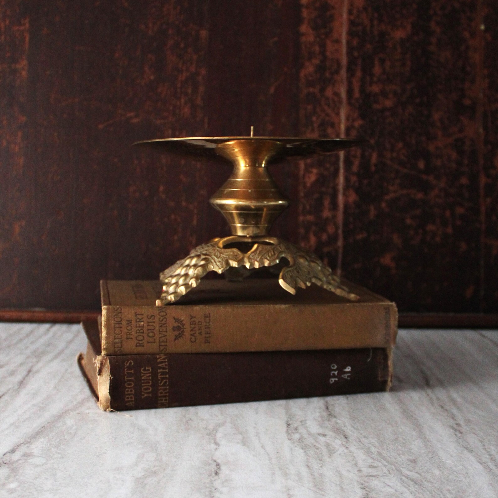 Vintage Brass Grapevine Pillar Candle Holder, Pedestal Candlestick. - Etsy