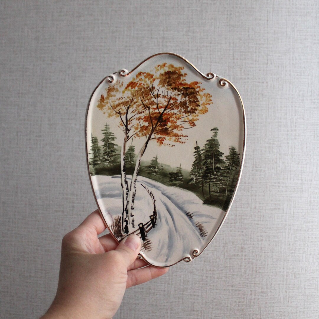 Vintage Lefton Winter Scene Wall Art, Ceramic Wall Hanging, Hand ...
