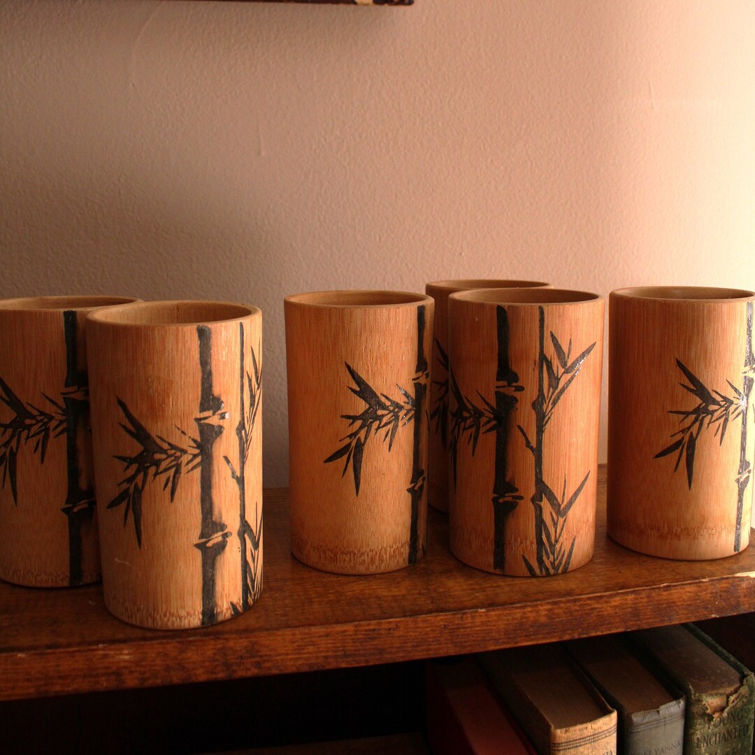 Vintage Bamboo Cup Set, Tiki Bar Decor, 60s, Set of 6. - Etsy
