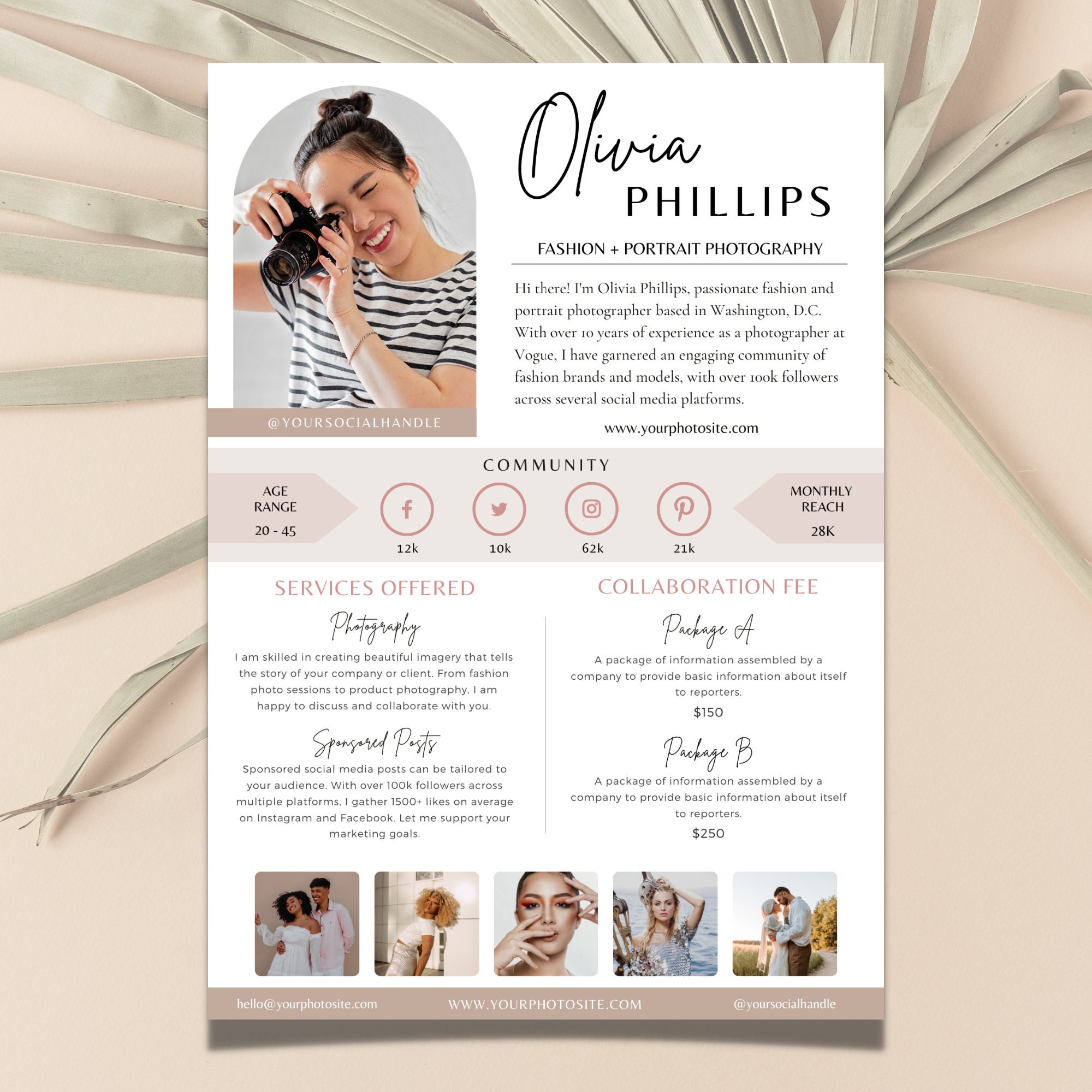 One Page Media Kit Templatemedia Kit Canvasocial Media - Etsy