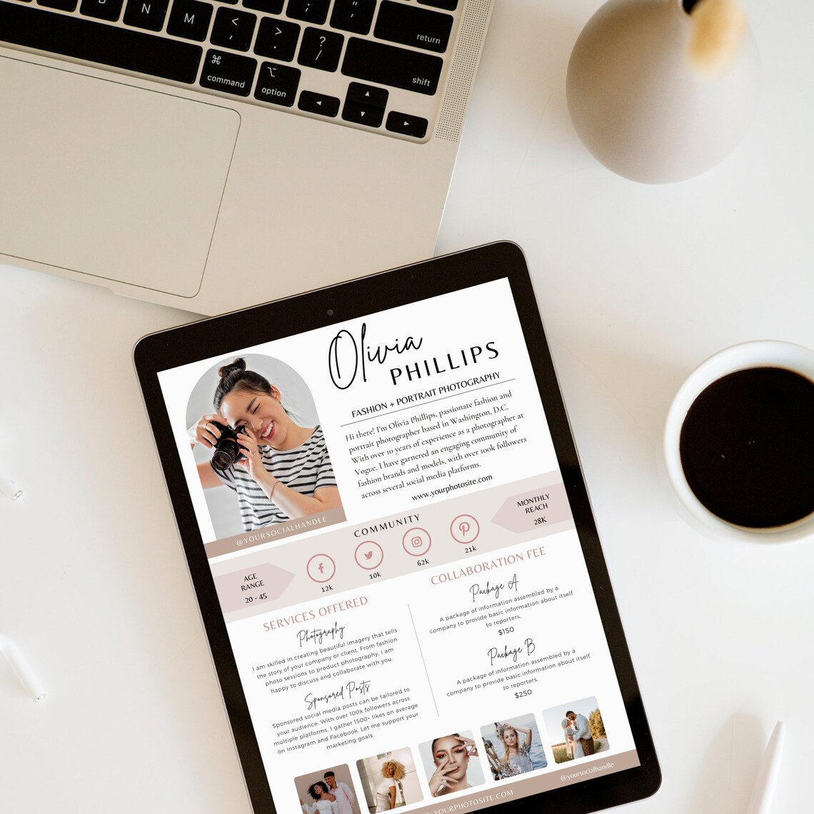 One Page Media Kit Templatemedia Kit Canvasocial Media - Etsy